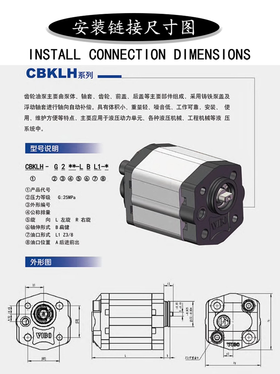 VIBO液压油泵CBKL-G2420BLCBKL-G2200 CBKL-G2075