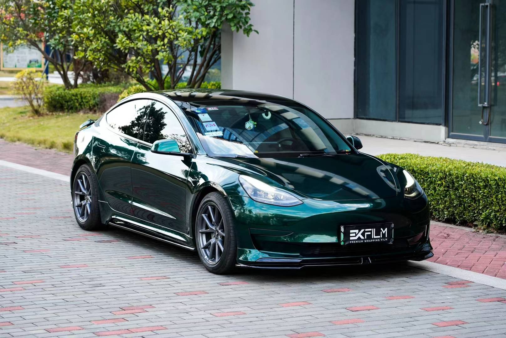 特斯拉Model3-EK改色膜雾淞绿,森绿色真的好耐看_搜狐汽车_搜狐网