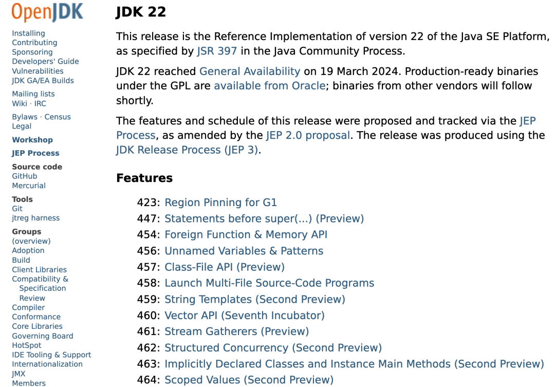 JDK 22正式GA；甲骨文：Java是“第一编程语言”_特性_issue_贡献
