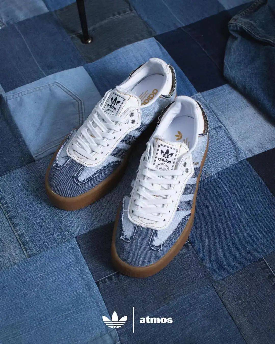 叠叠牛仔布，Atmos限定款Samba公布_合作_显示_牛仔裤