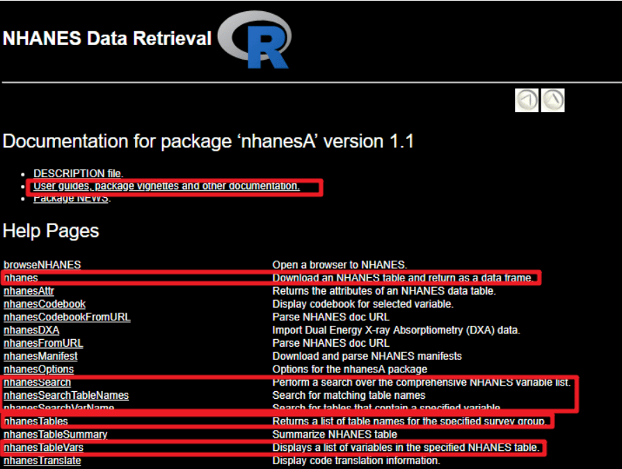 NHANES小课|我用nhanesA包获取NHANES数据库_函数_语言_文档