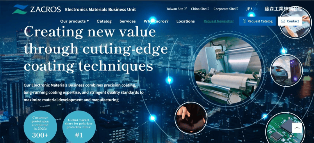 ZACROS (旧 藤森工业株式会社) | 110年历史的日本薄膜巨头，展示高品质保护膜与光扩散粘着膜，赋能显示技术新境界_深圳_公司_的生产