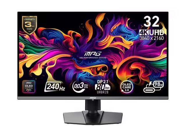 微星官网上线 MPG 322URX QD-OLED 显示器，配备 DP 2.1“满速”UHBR 20 接口_支持_nits_搭载