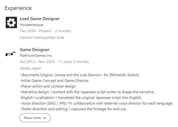 《蓓优妮塔起源》总监Abebe Tinari离职白金，加盟索尼Housemarque新篇章？_游戏_业界_项目