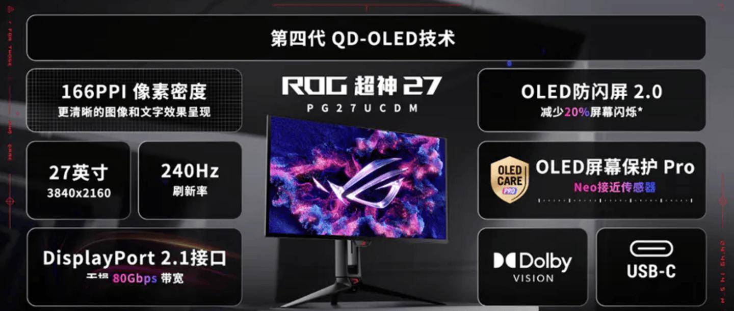 华硕27英寸4K 240Hz QD-OLED显示器PG27UCDM，春节后震撼上市！_支持_用户_玩家