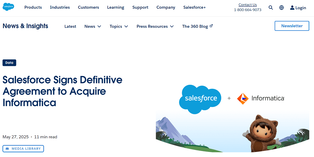 Salesforce斥资576亿收购Informatica，云数据管理巨头联手打造AI新篇章_集成_平台_企业